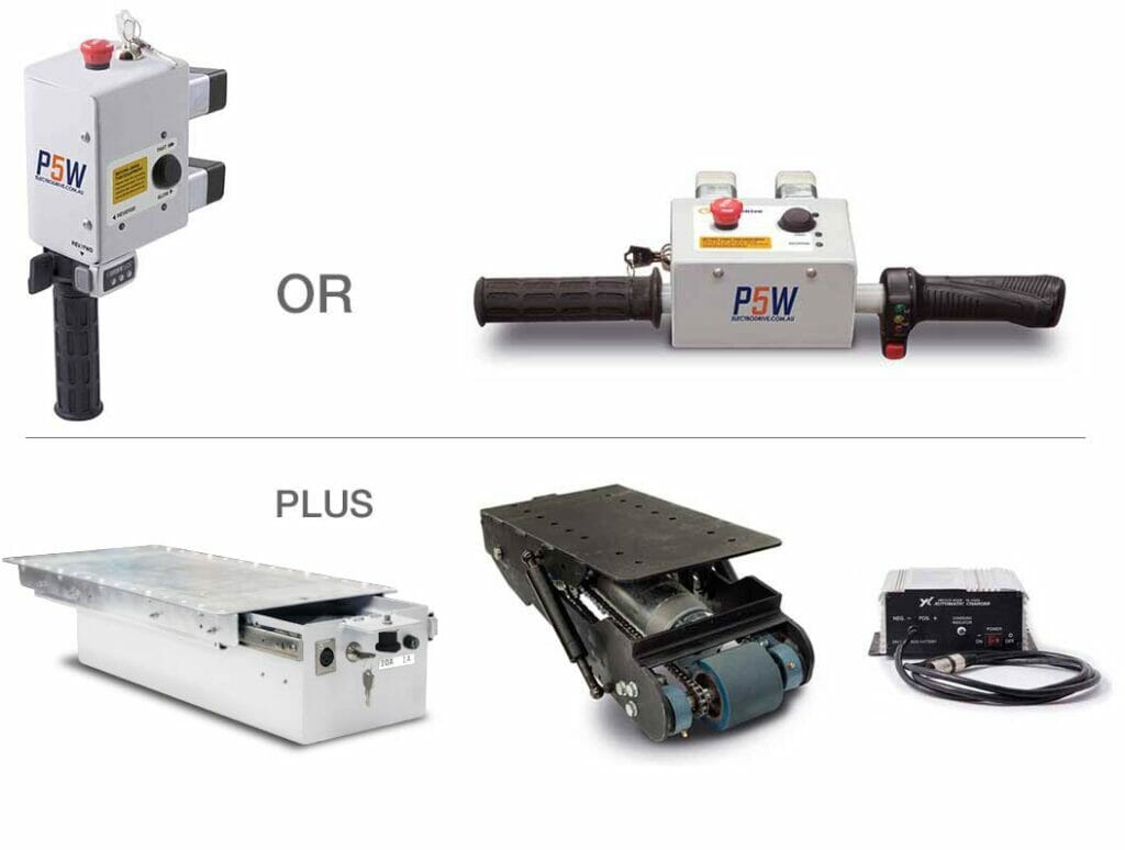 Powered 5th wheel kit, non-retractable, push-from-behind, horizontal ...