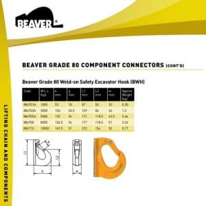 Beaver G80 Weld-On Safety Excavator Hook- Various Sizes – Safe Handling ...