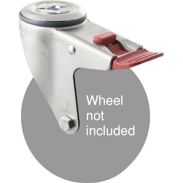 M Series, swivel bolt hole zinc fork with total brake for a 125mm wheel ...