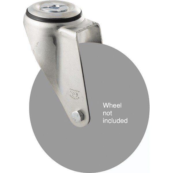 M Series, swivel bolt hole zinc fork for a 150mm wheel, black seal ...