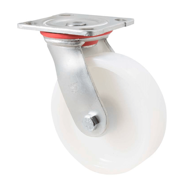 H Series castor, 150mm white nylon wheel, roller bearing, swivel North ...