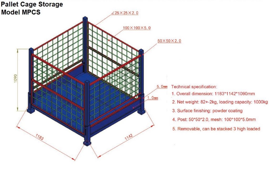 Standard Pallet Cage Storage / Collapsible / Foldable Sides / Stackable ...
