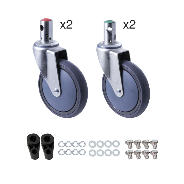 Central locking medical castor, 150mm set, short pintle (Includes: 2 x ...