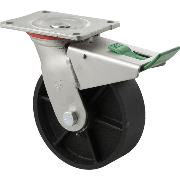 W Series castor, 150mm cast iron wheel, plain bore, swivel North ...