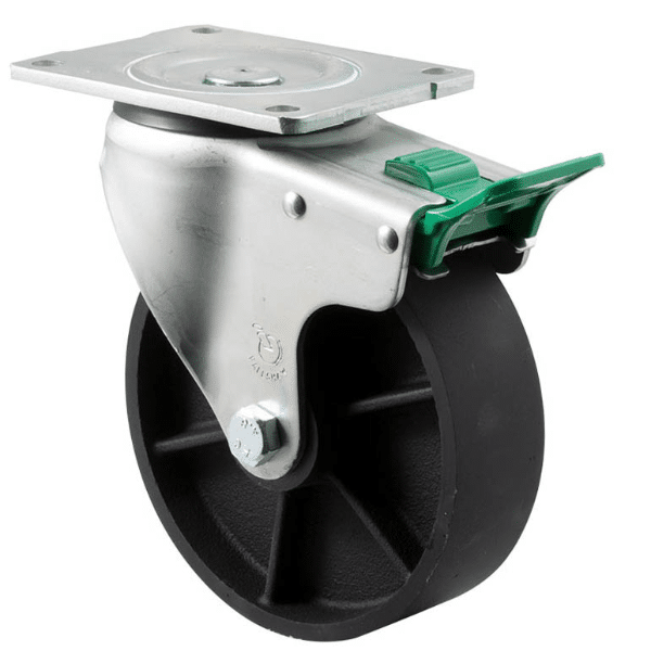 W Series castor, 150mm cast iron wheel, plain bore, swivel North ...