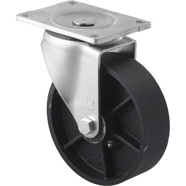 W Series castor, 150mm cast iron wheel, plain bore, swivel North ...