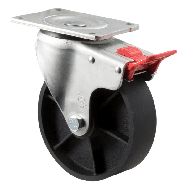 W Series castor, 150mm cast iron wheel, plain bore, swivel North ...