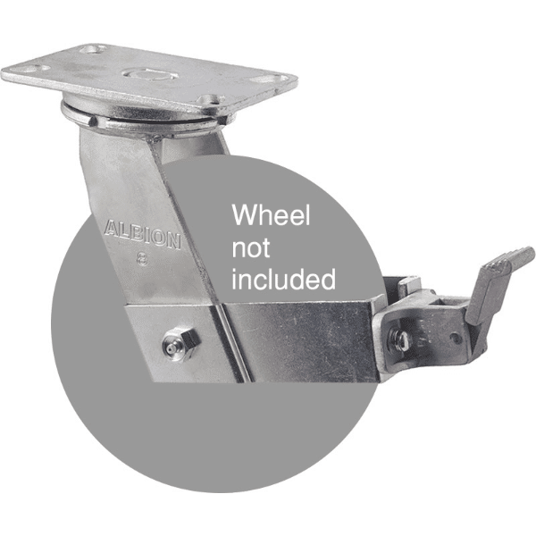 X Series swivel zinc plate braking castor fork for 200mm diameter wheel ...