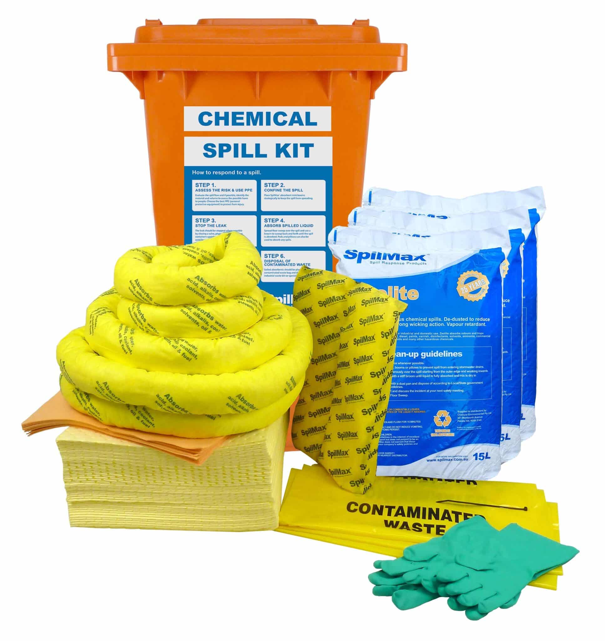 240L Workplace Spill Kit - Chemical with 15L Zeolite – Safe Handling ...